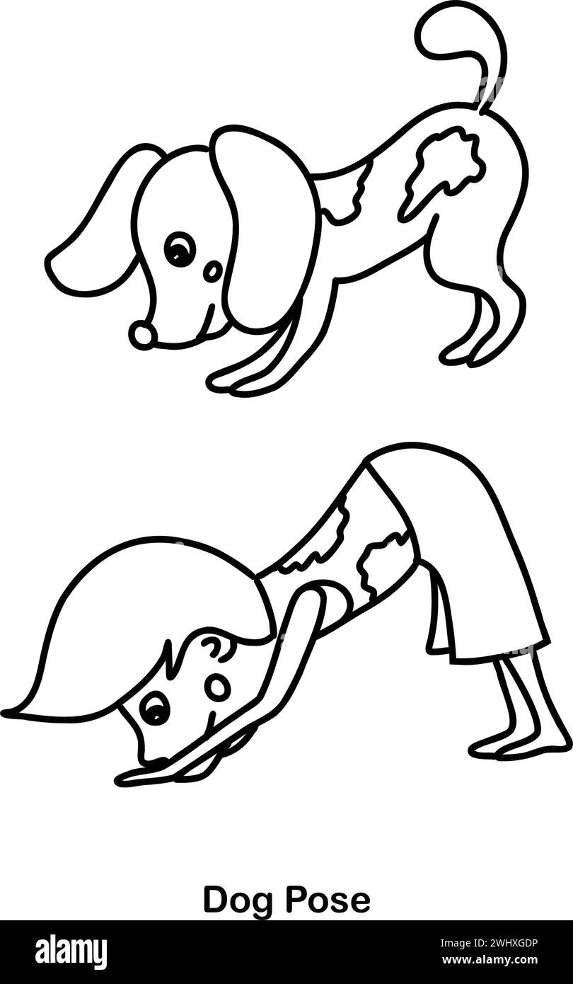 Yoga dog pose Black and White Stock Photos & Images - Alamy