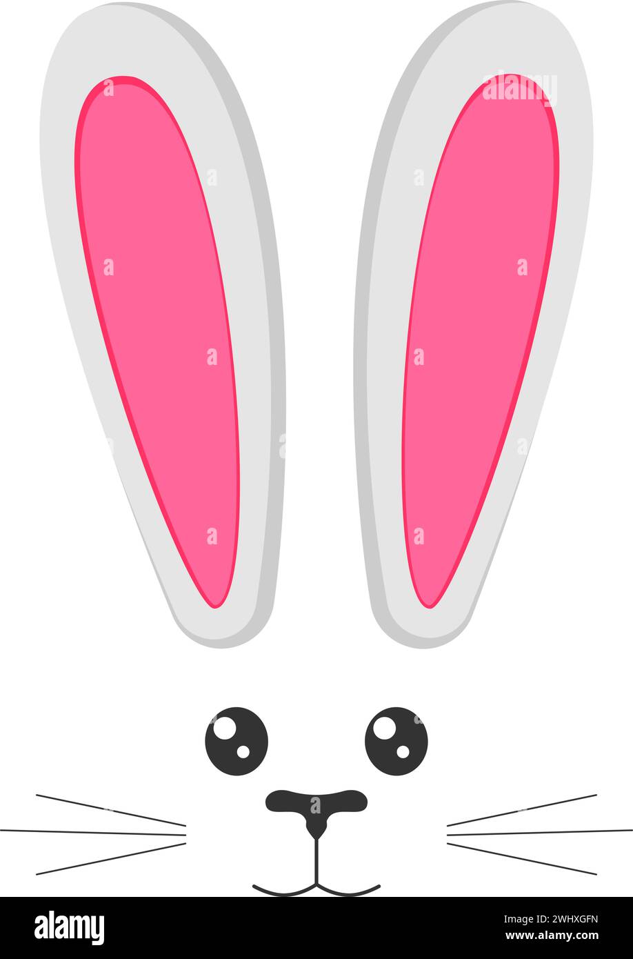 Cute bunny mask with ears, eyes, nose, mouth and mustaches. Decoration ...