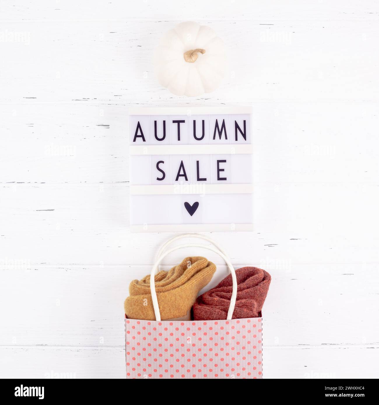 Autumn sale text on lightbox white background Stock Photo - Alamy