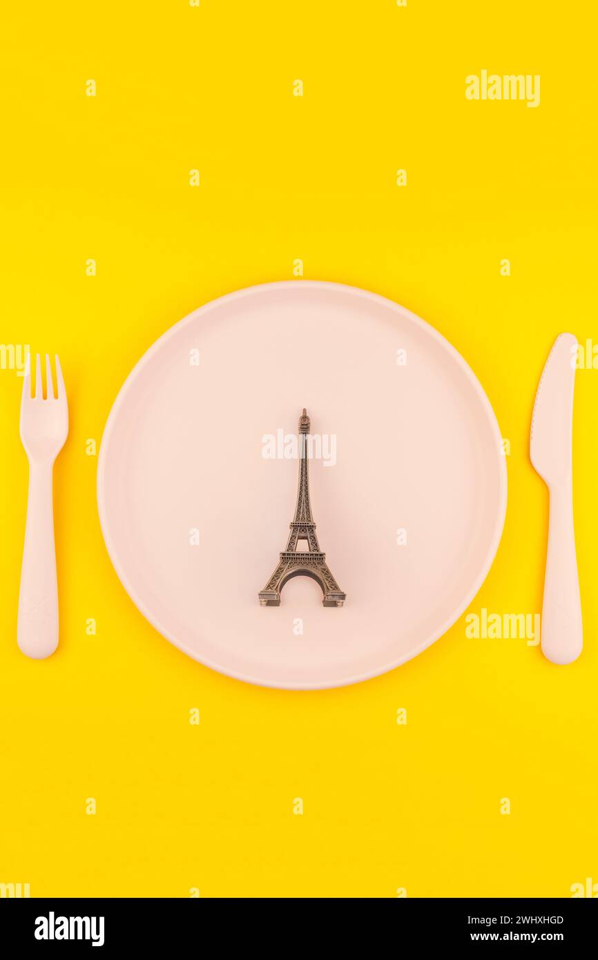 Small Eiffel tower on serving table Stock Photo - Alamy