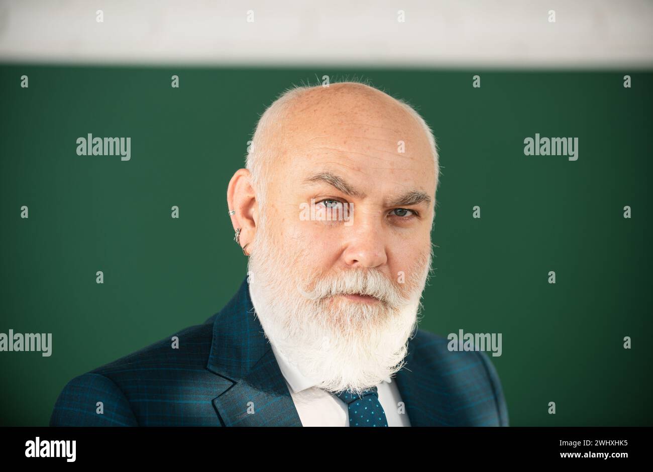 Old male teacher, portrait. Closeup face of professor or teacher on ...