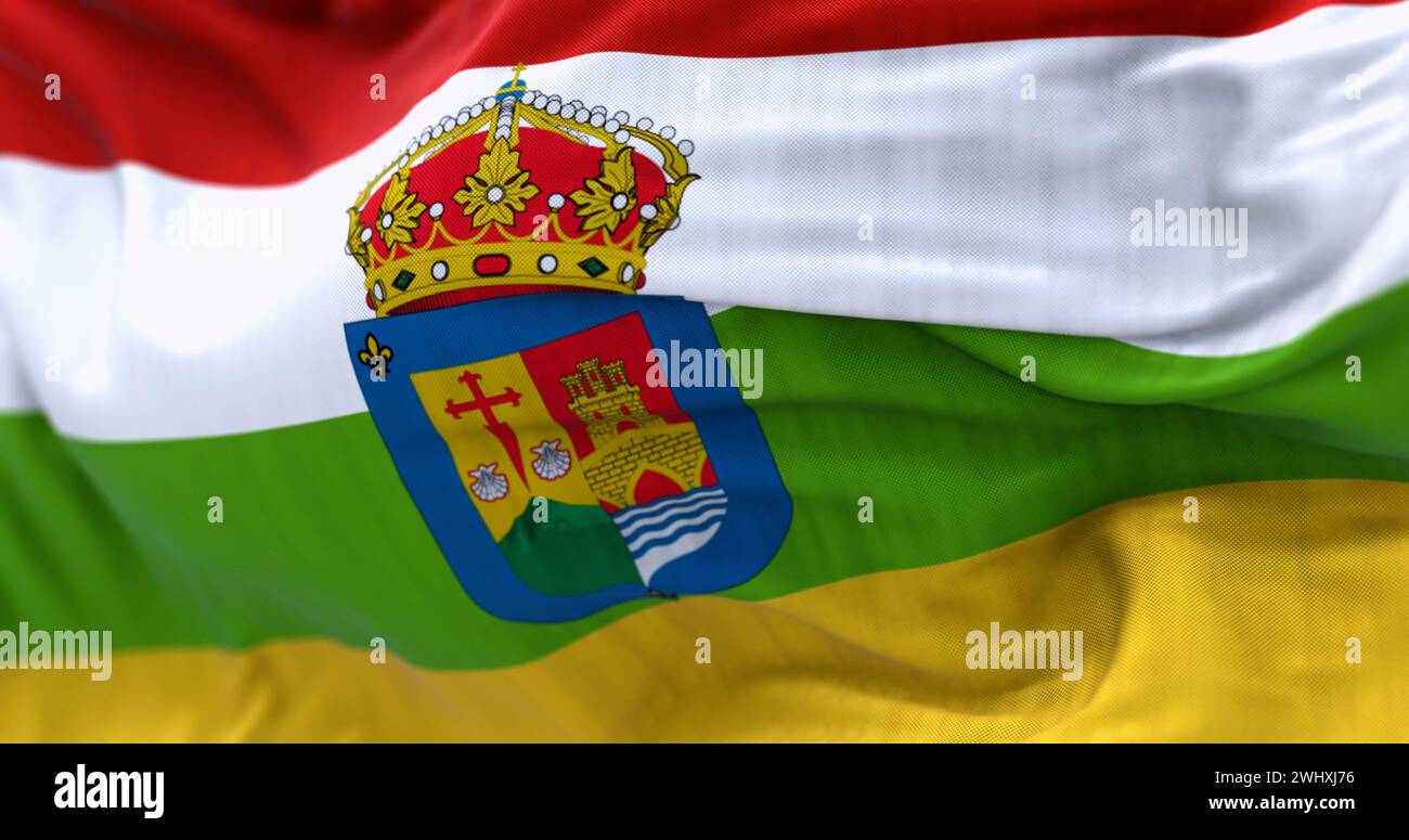 Close-up of La Rioja flag waving Stock Photo - Alamy