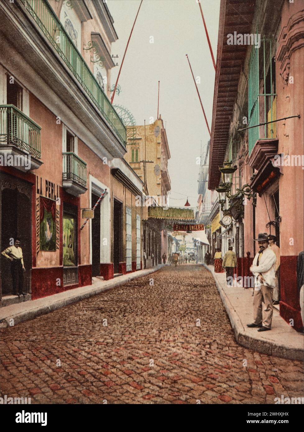 Typical cobbledstone street of central Havana. Vintage Colour ...