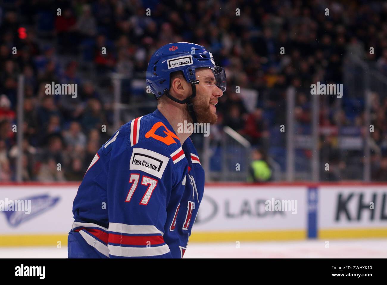Saint Petersburg, Russia. 11th Feb, 2024. SKA Hockey Club player ...