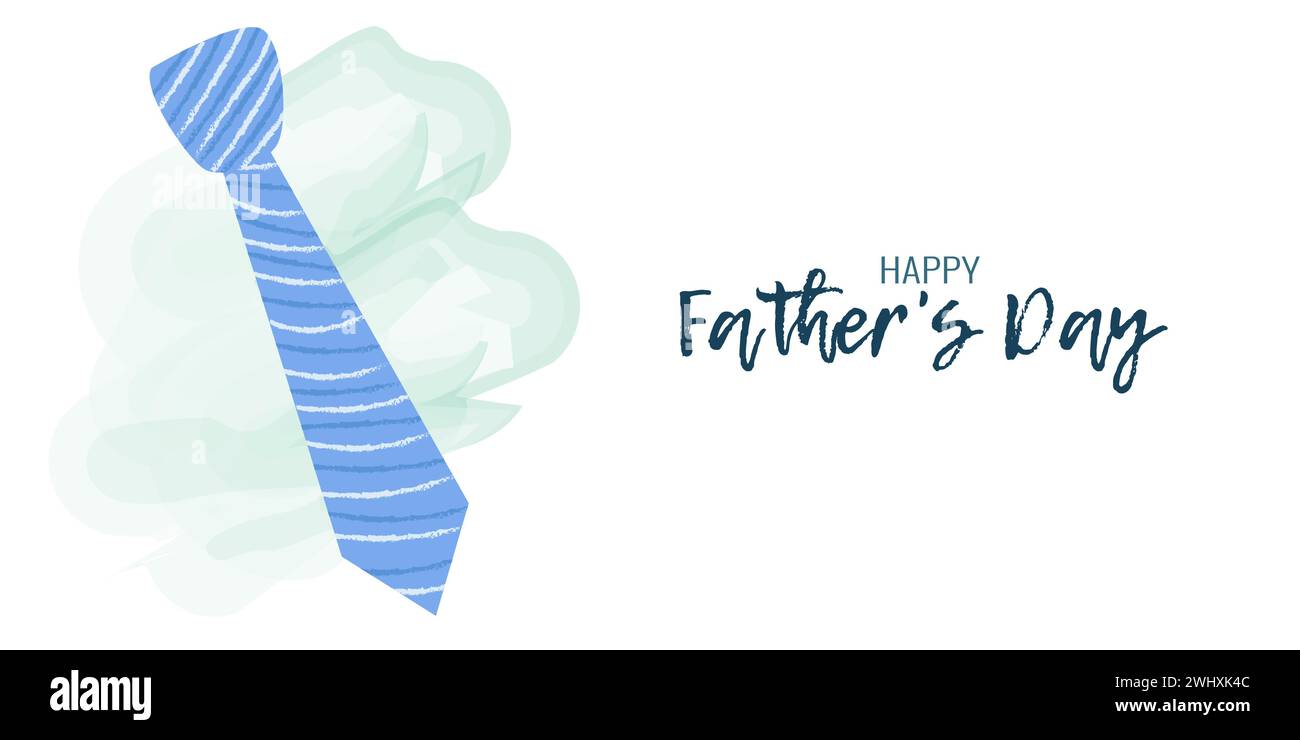 Templates Father Day holiday in watercolor style. Striped tie on a blue ...