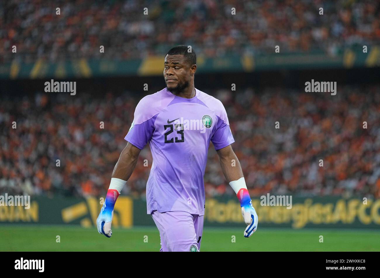 February 11 2024: Stanley Bobo Nwabali (Nigeria) looks on during a ...