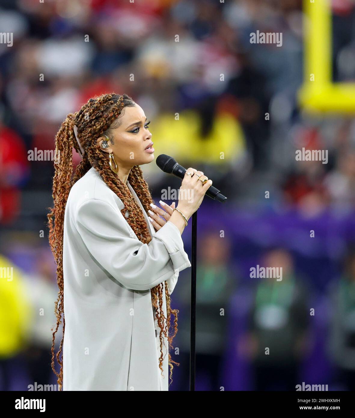 Las Vegas, United States. 11th Feb, 2024. Andra Day sings "Lift Every ...