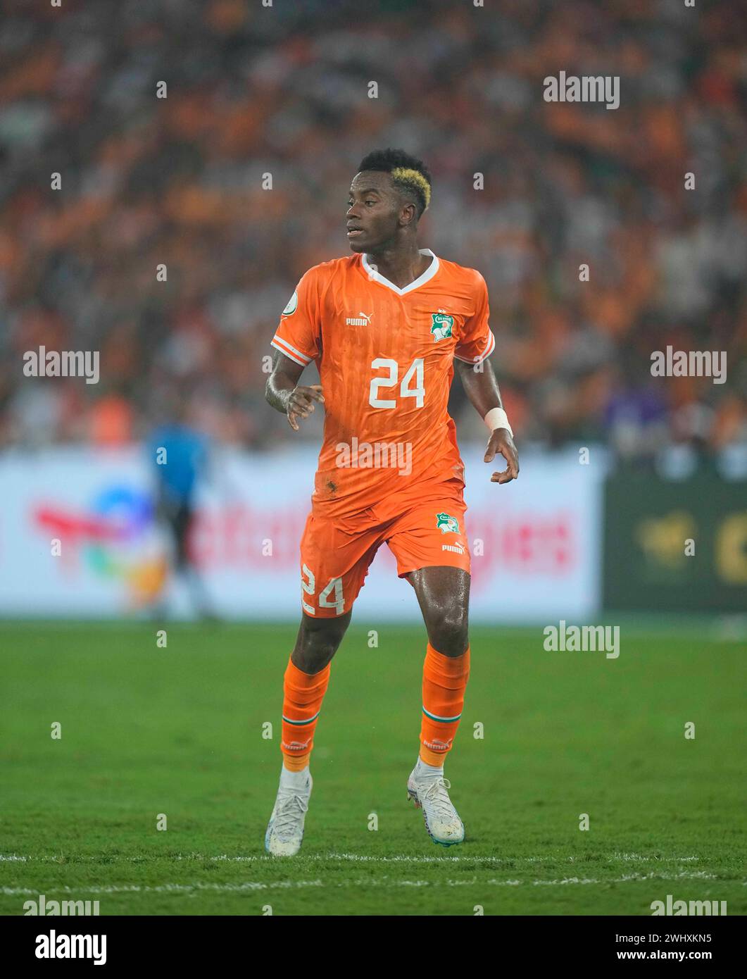 February 11 2024: Simon Adingra (Ivory Coast) gestures during a African ...