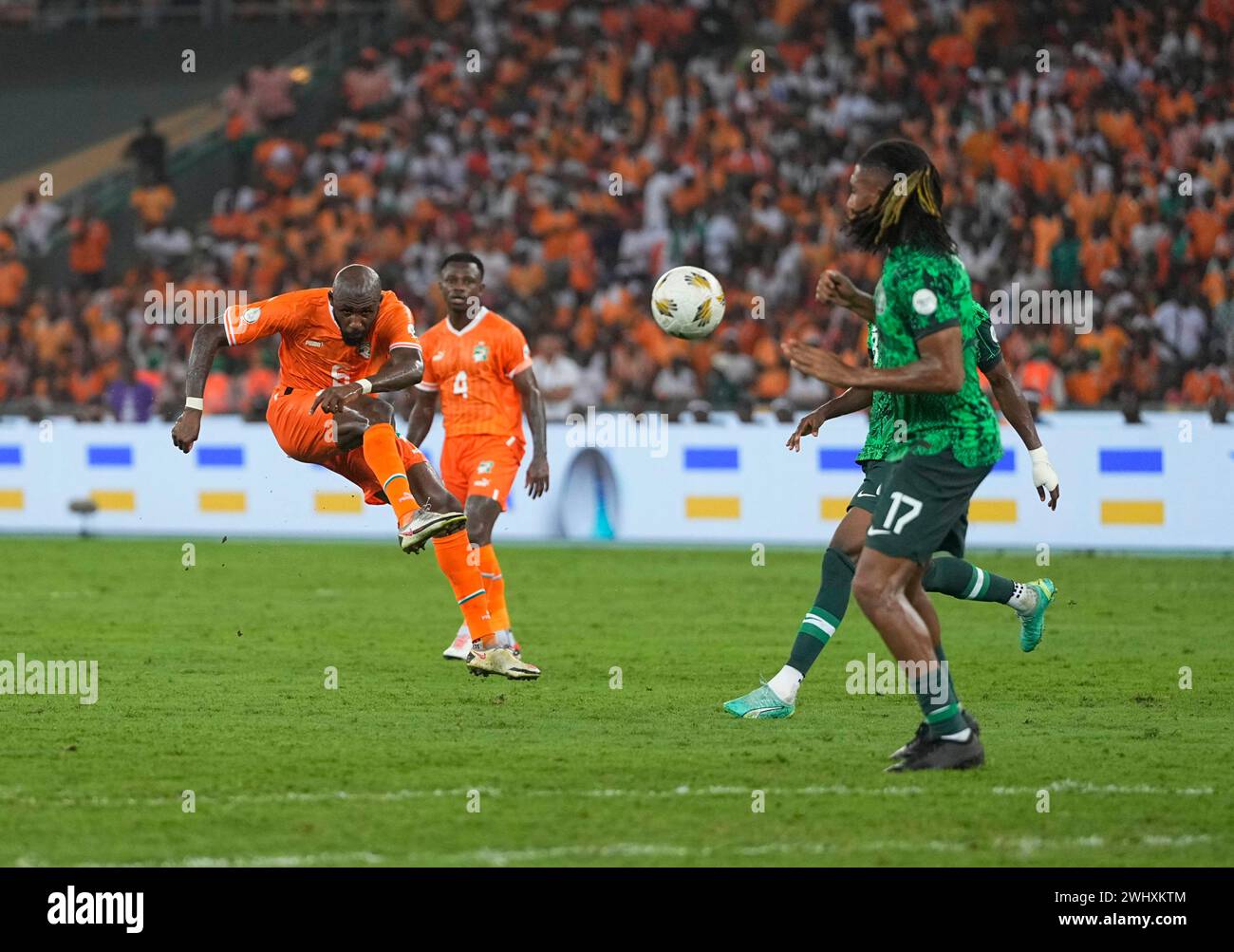 February 11 2024: Seko Mohamed Fofana (Ivory Coast) shoots on goal ...