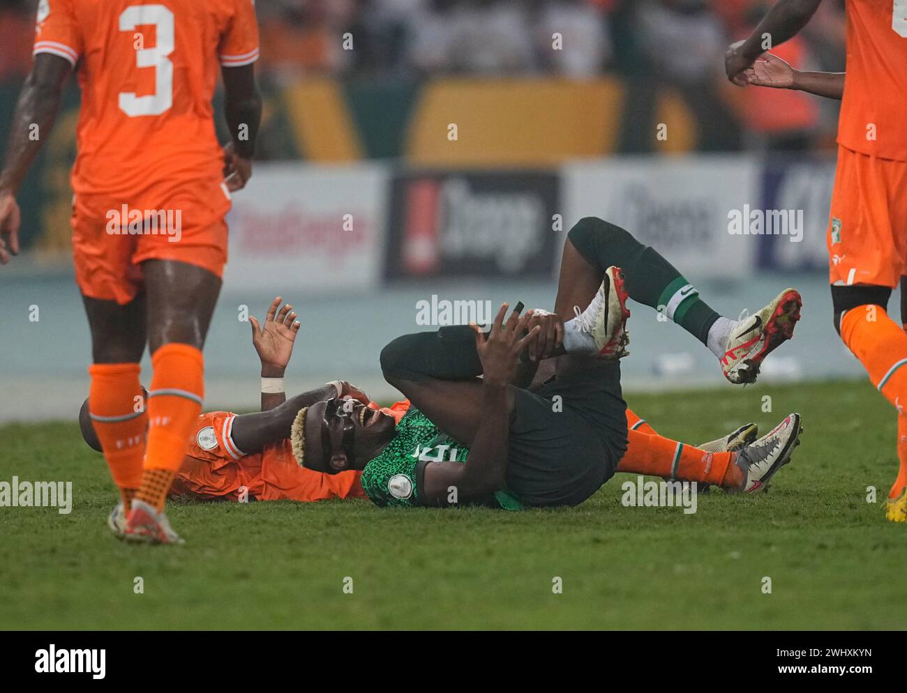 February 11 2024: Victor James Osimhen (Nigeria) on the ground during a ...
