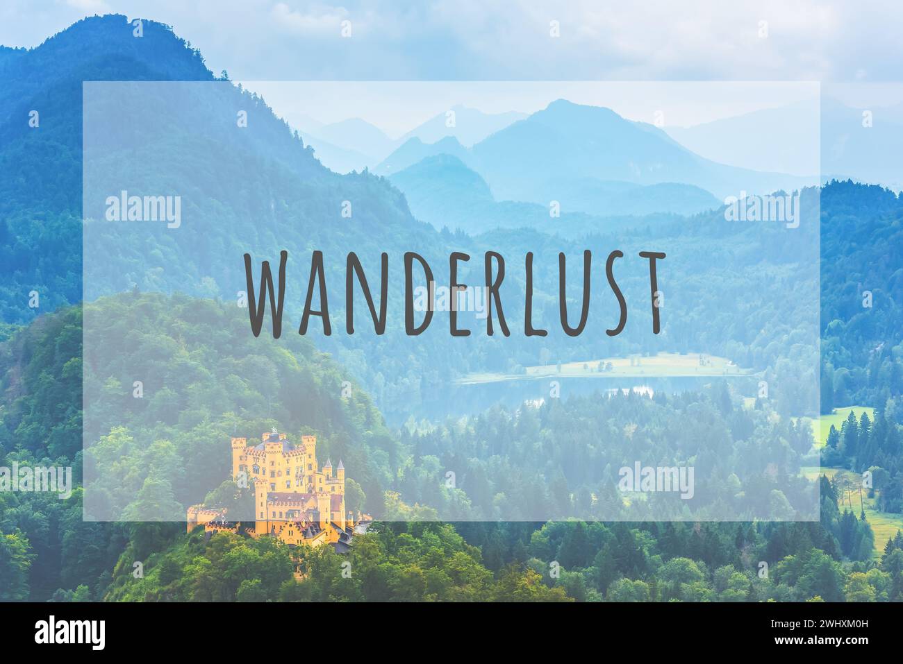 Inspirational typographic quote wanderlust Stock Photo - Alamy