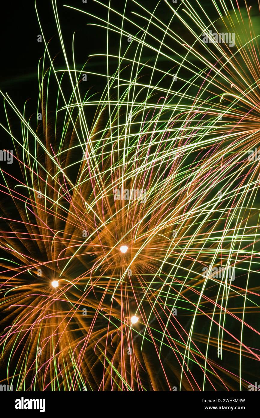 Green gold red fireworks in hi-res stock photography and images - Alamy