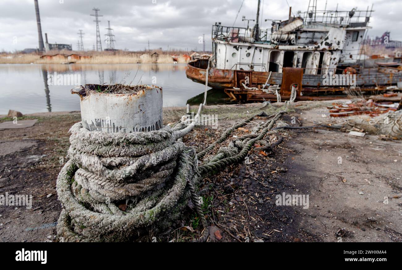 Old ship ran aground in Ukraine Stock Photo - Alamy