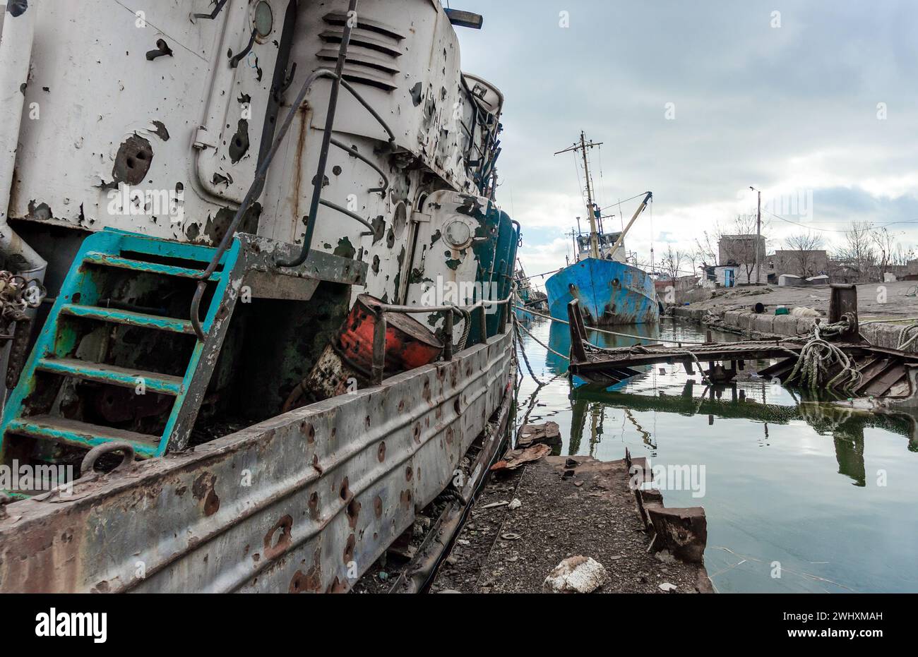 Old ship ran aground in Ukraine Stock Photo - Alamy