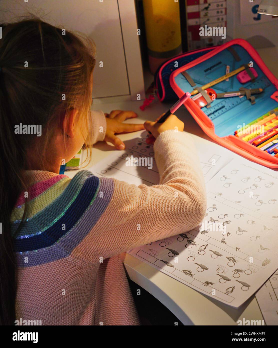 First grade homework Stock Photo - Alamy