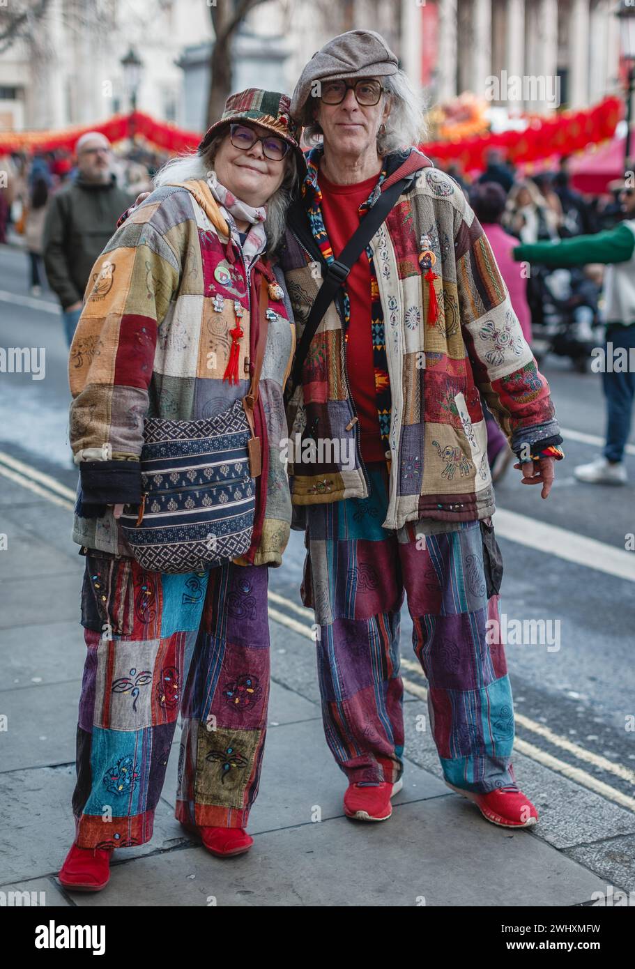 A patchwork dressed couple in London Stock Photo - Alamy