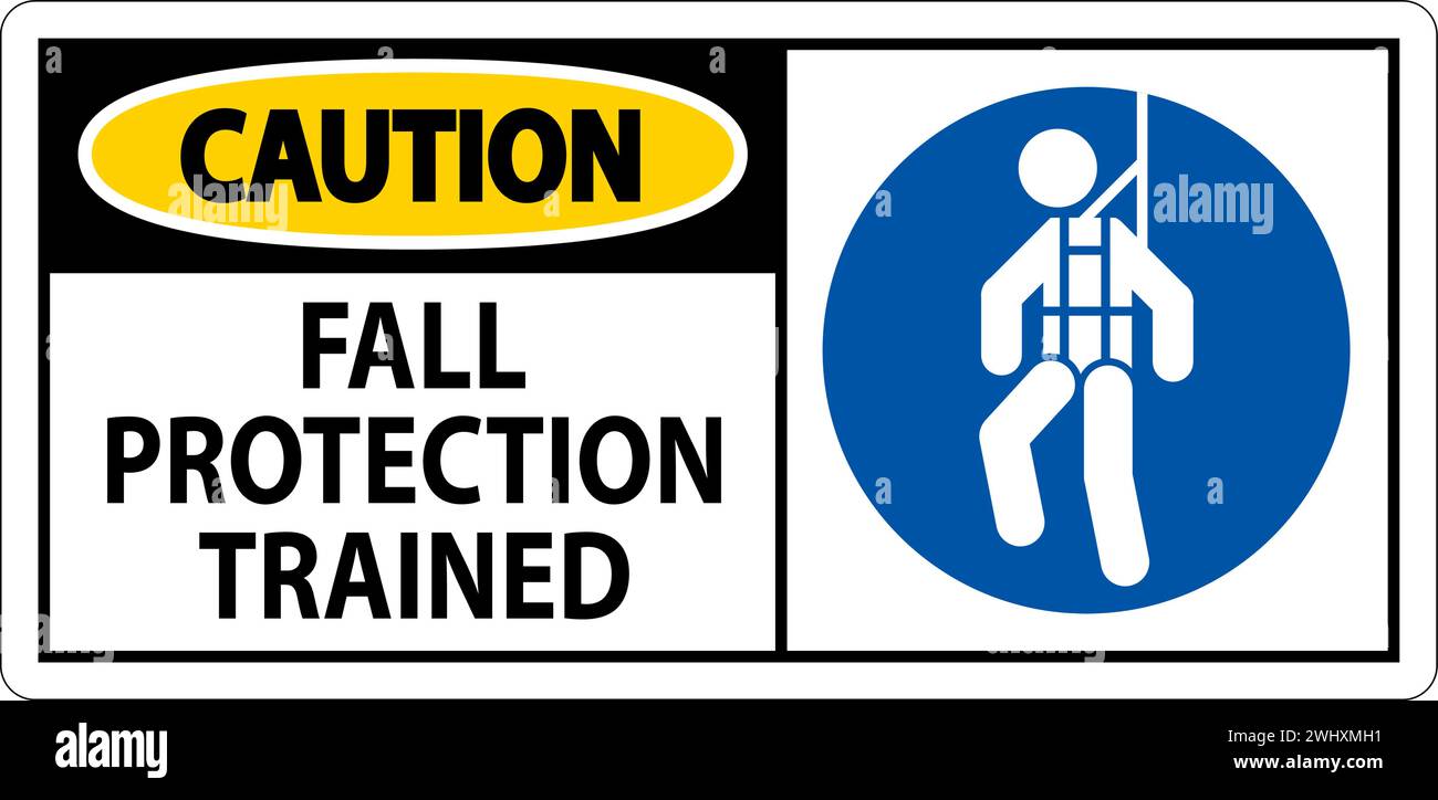 Hard Hat Decals, Caution Fall Protection Trained Stock Vector Image ...