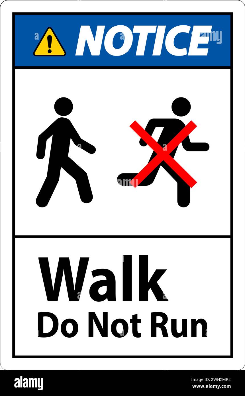 No Running Safety Sign, Caution - Walk, Do Not Run Stock Vector Image ...