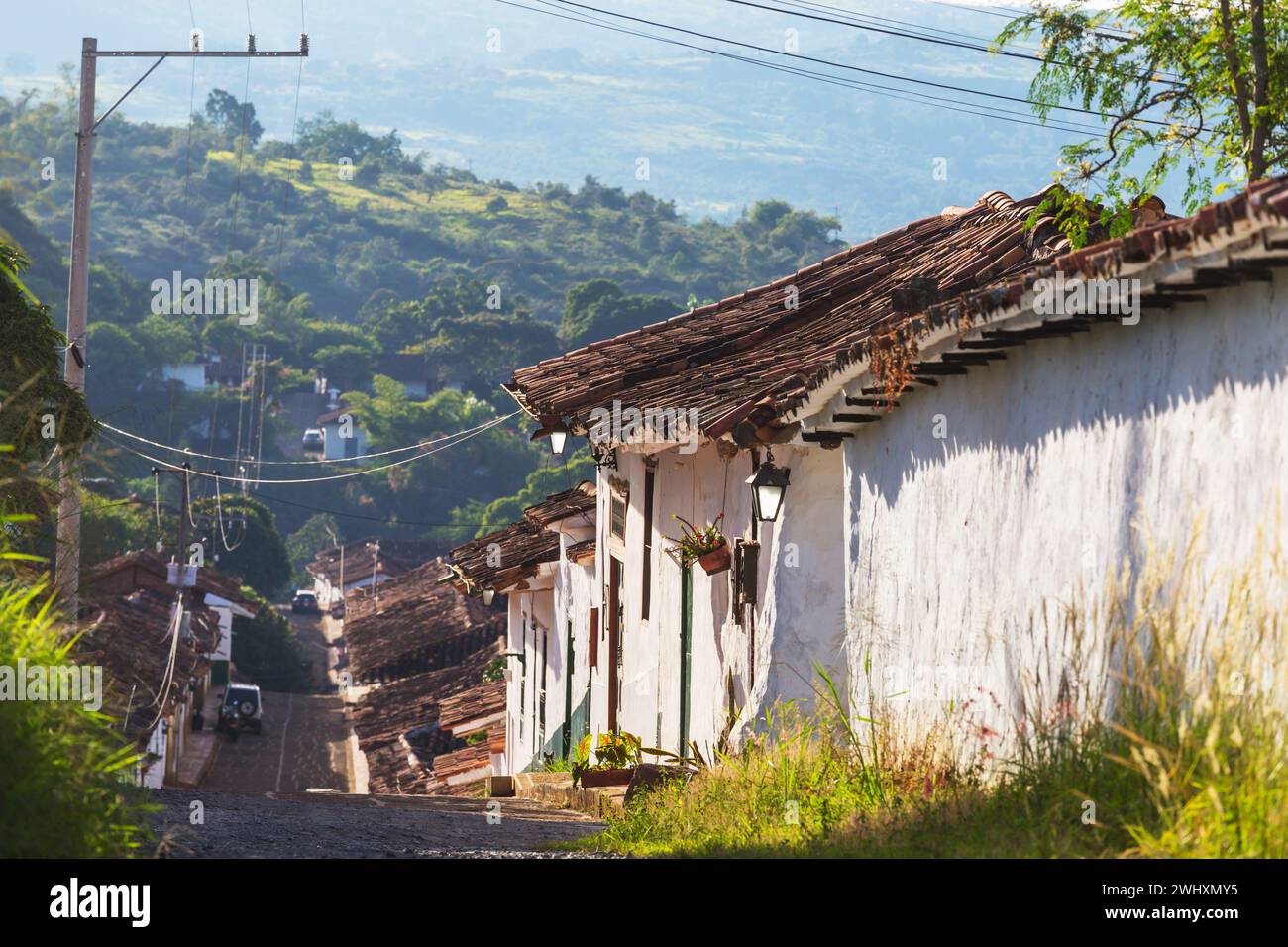 Typical architecture of a small town in Colombia Stock Photo - Alamy