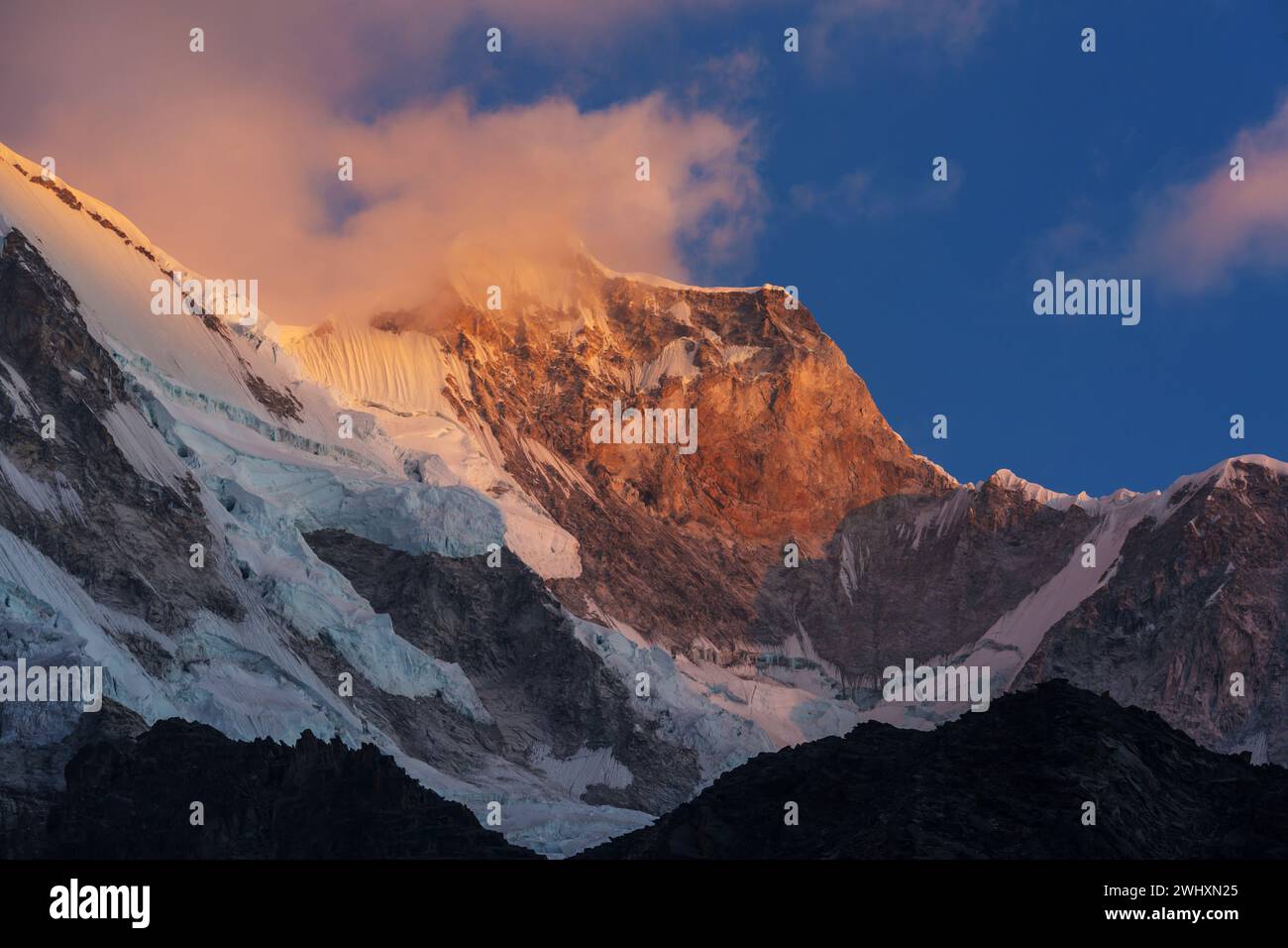 Hiking in the fantastic landscape of the Peruvian high mountain Andes ...