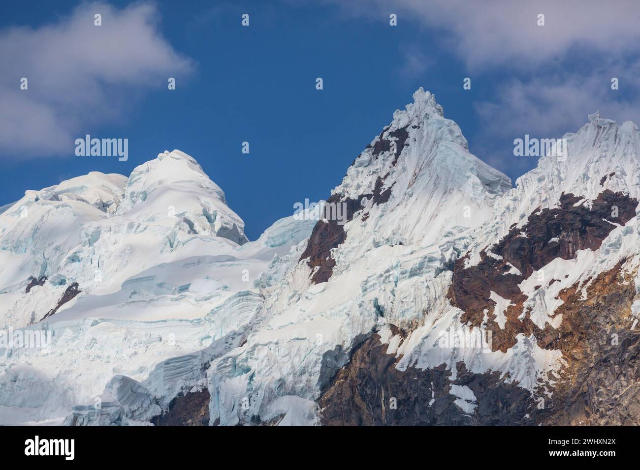 Hiking in the fantastic landscape of the Peruvian high mountain Andes ...