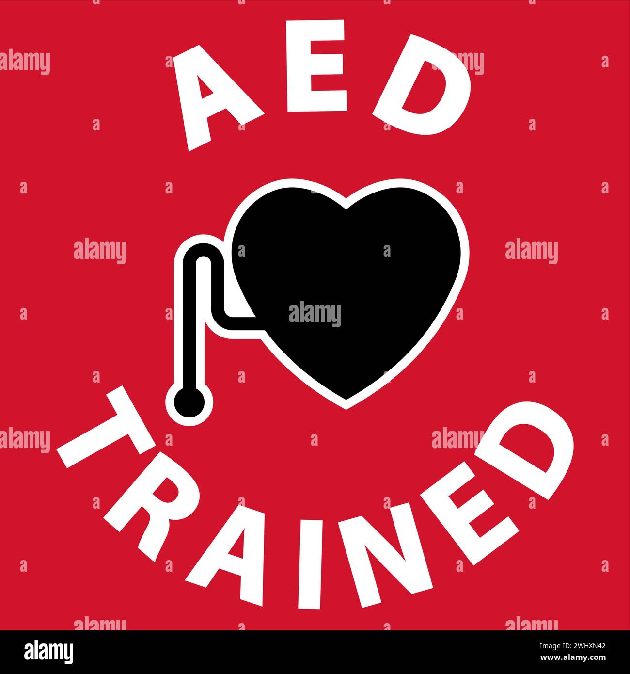 Emergency AED Trained Sign, Heart with AED Stock Vector Image & Art - Alamy