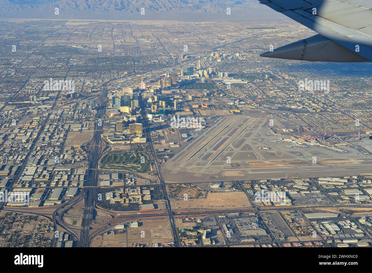 Las Vegas downtown - the famous Strip and the LAS airport, Nevada NV ...