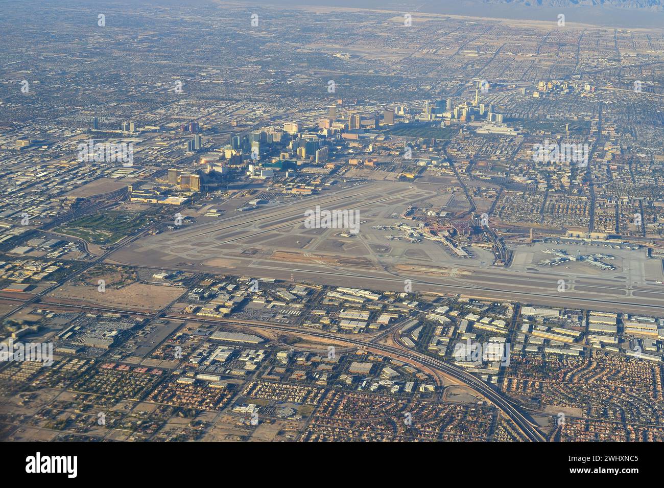 Las Vegas downtown - the famous Strip and the LAS airport, Nevada NV ...