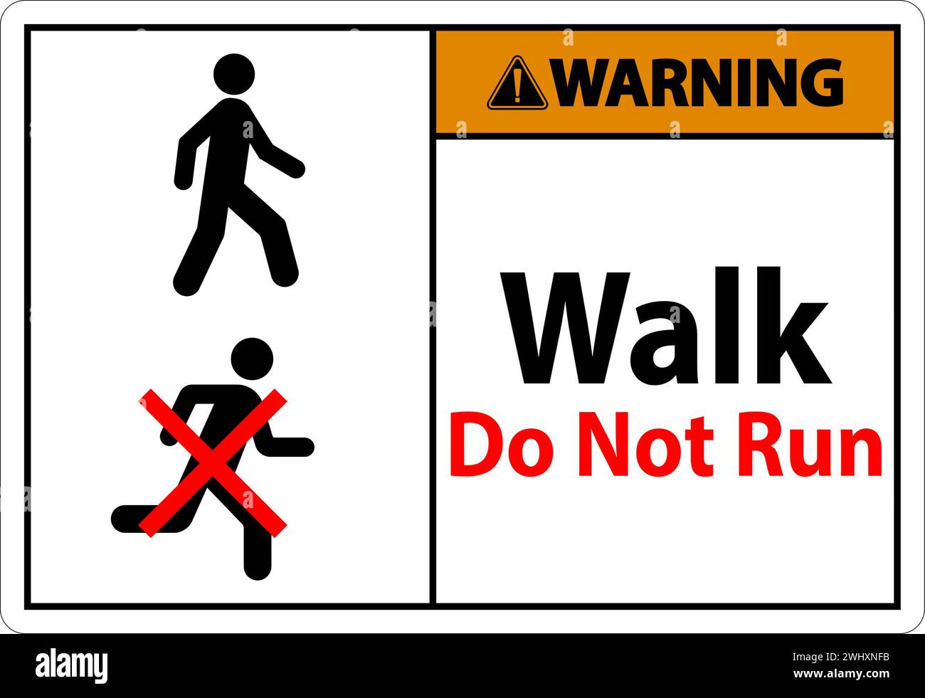 No Running Safety Sign, Warning - Walk, Do Not Run Stock Vector Image ...