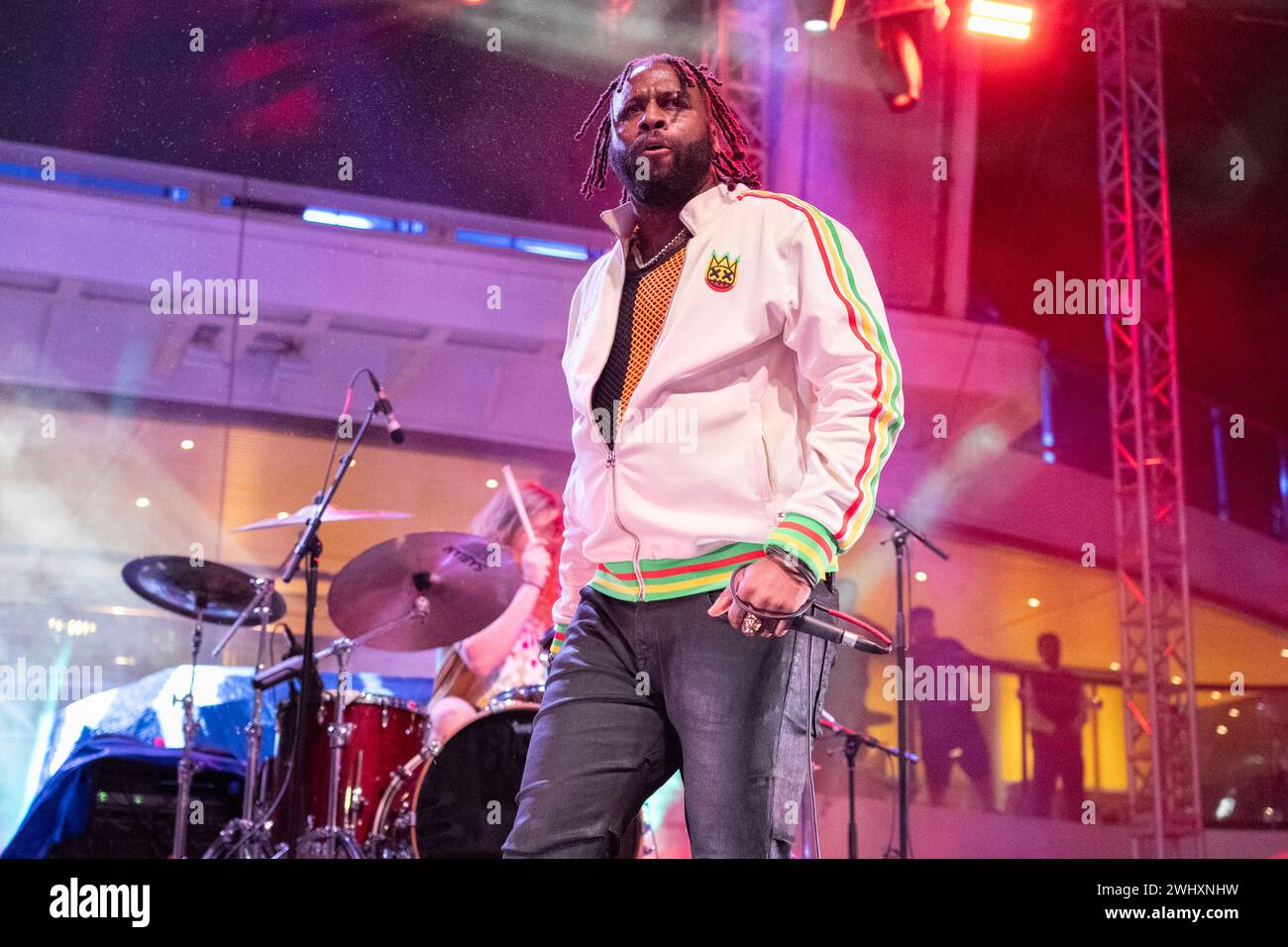 AJ Channer of Fire from the Gods performs on board the Carnival Magic ...