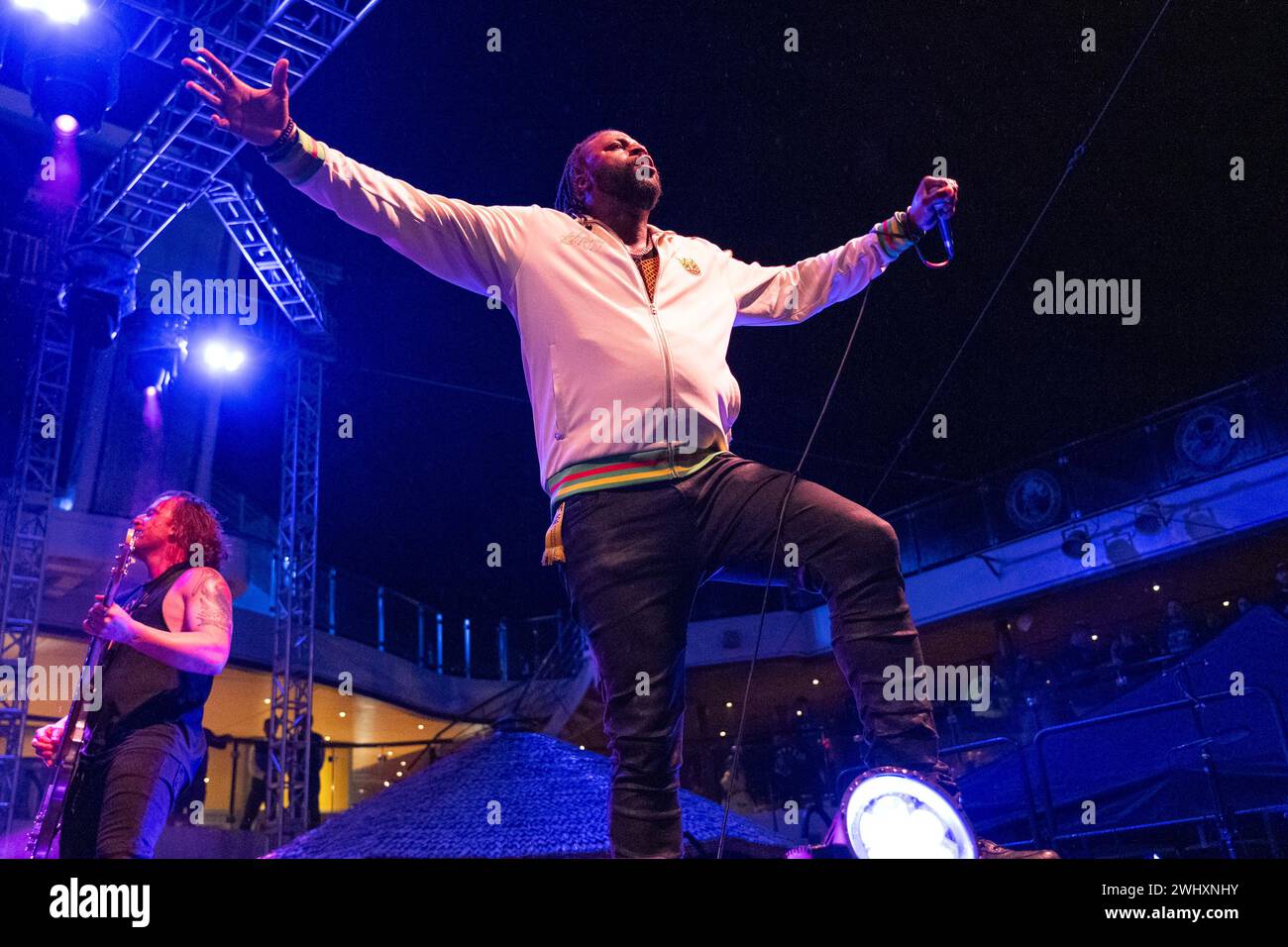 AJ Channer of Fire from the Gods performs on board the Carnival Magic ...