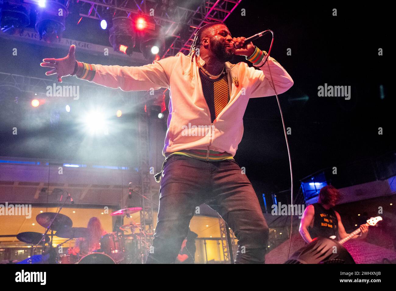 AJ Channer of Fire from the Gods performs on board the Carnival Magic ...