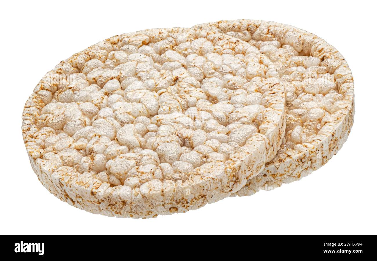 Puffed rice cakes isolated on white background Stock Photo - Alamy