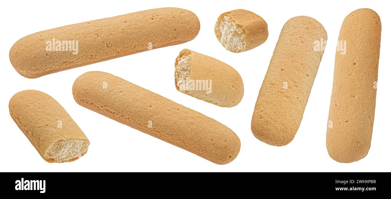 Italian savoiardi biscuits, ladyfinger cookies isolated on white ...