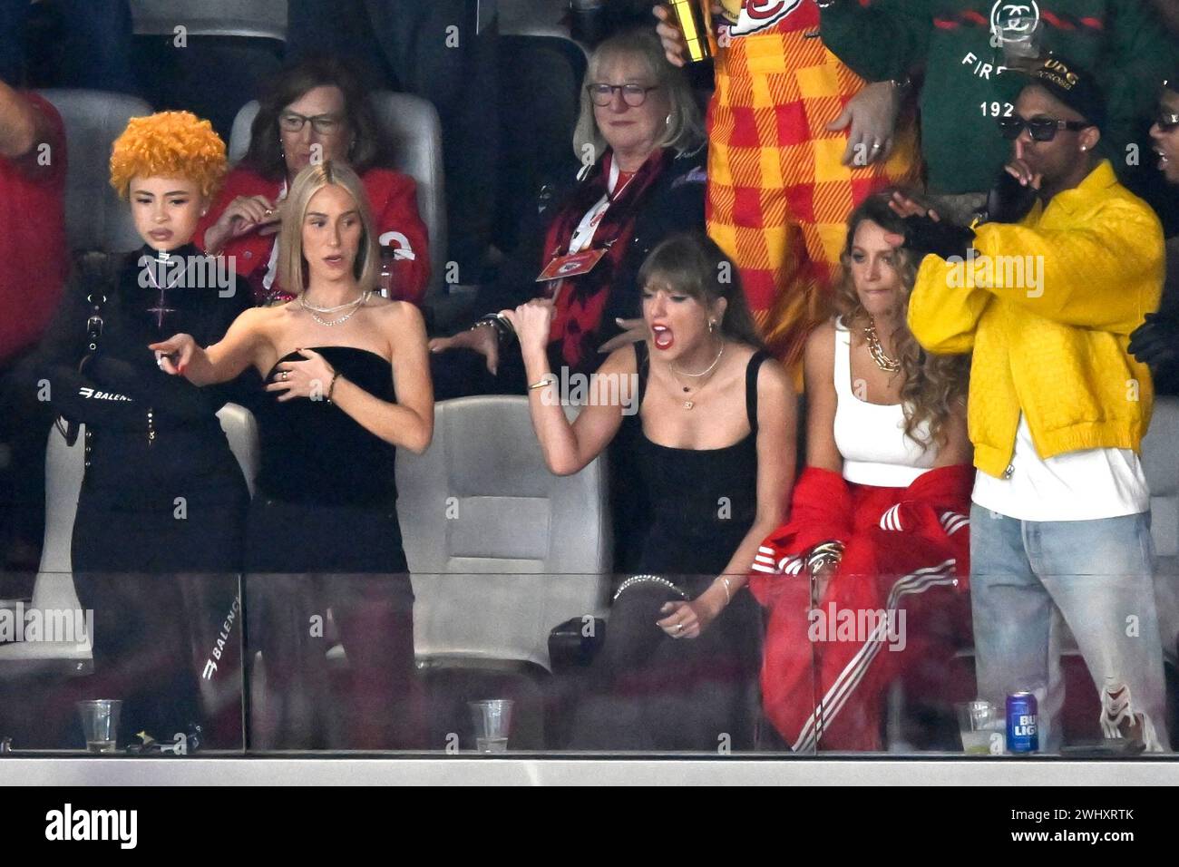 Ice Spice, from left, Ashley Avignone, Taylor Swift and Blake Lively ...