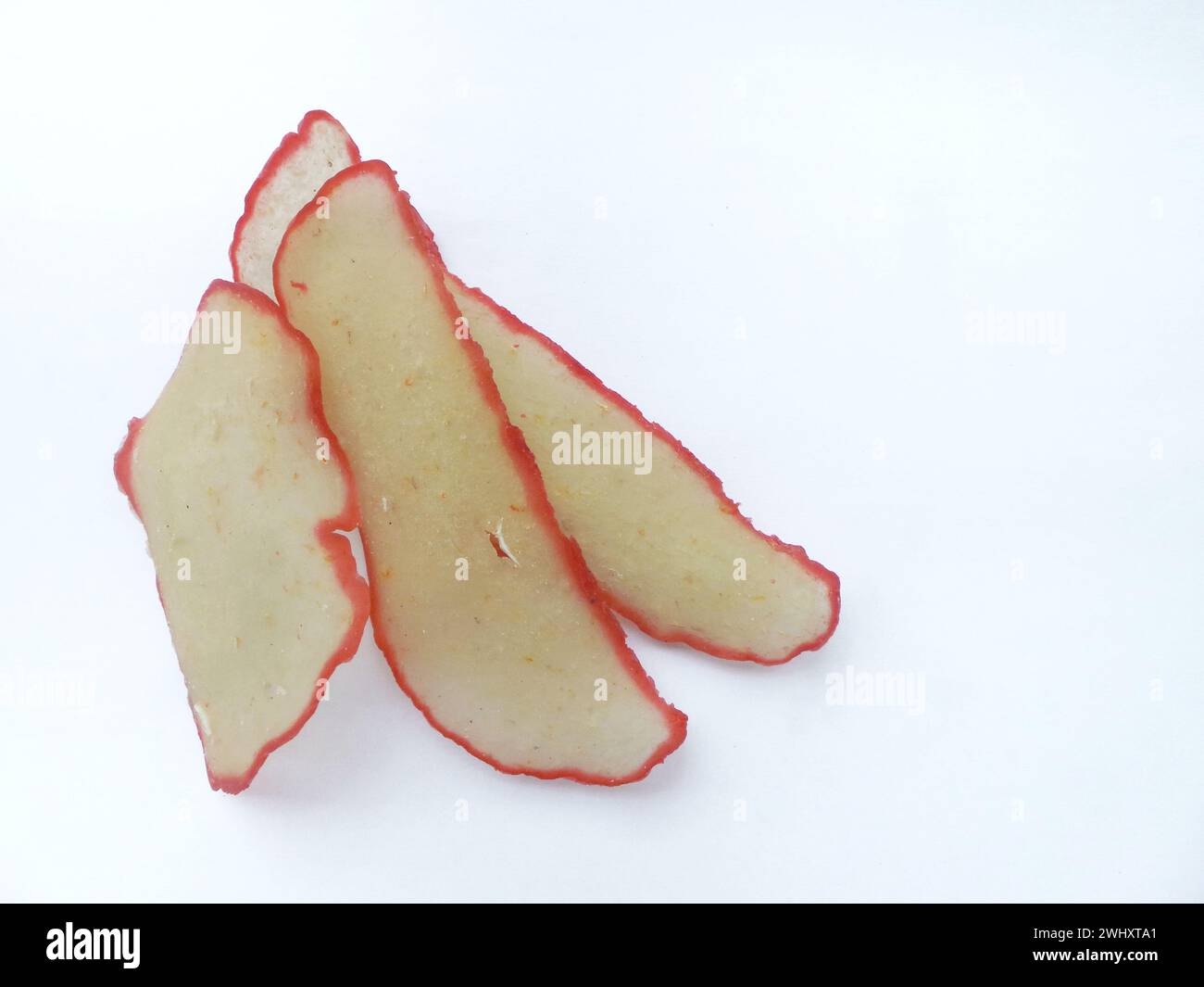 Raw prawn crackers, prepared traditionally. dry crackers isolated on ...