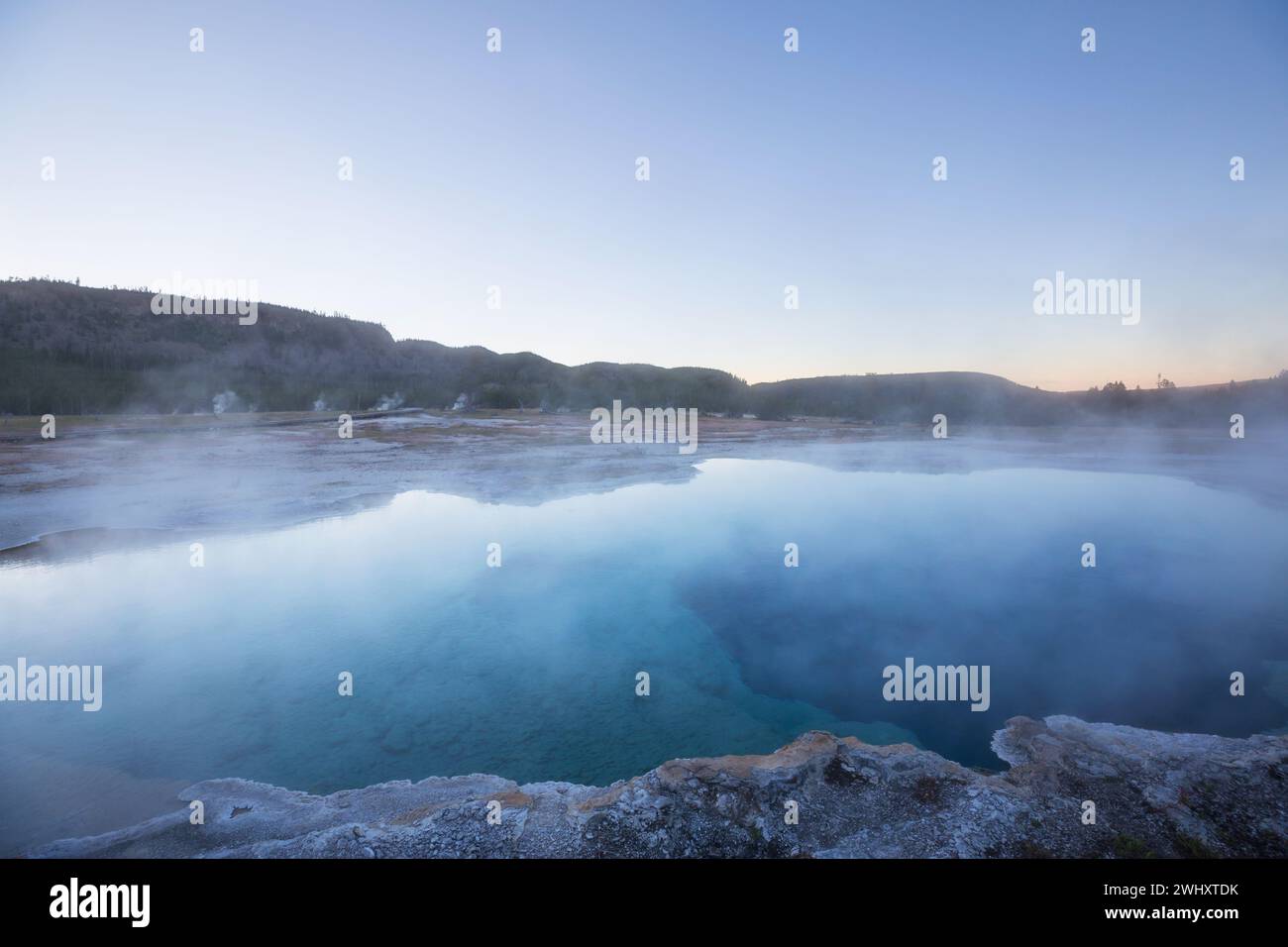 Hot and acidic thermal pools in Yellowstone National Park, USA Stock ...