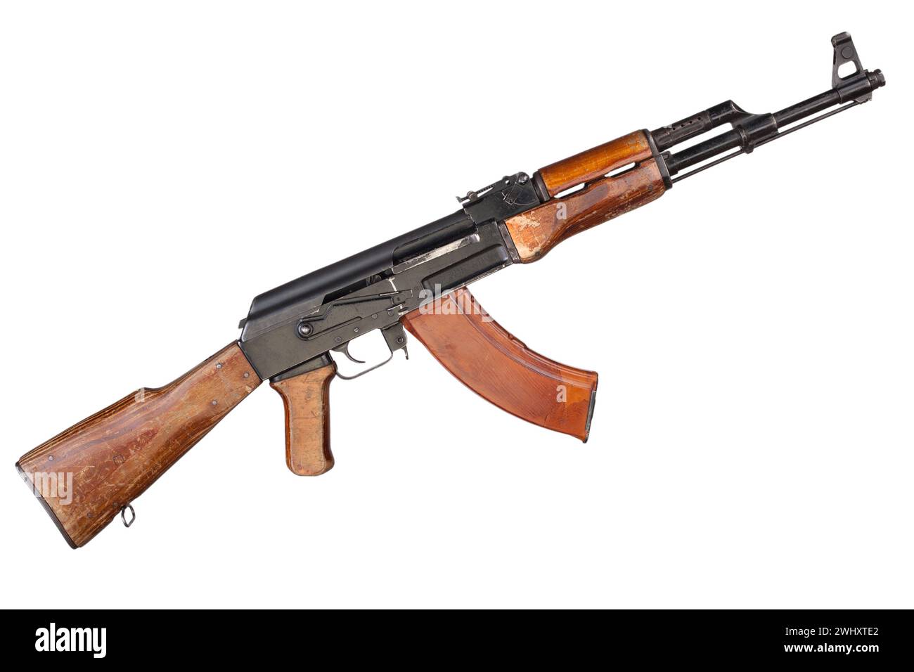 AK 47 assault rifle, first pattern. Isolated on white background Stock ...