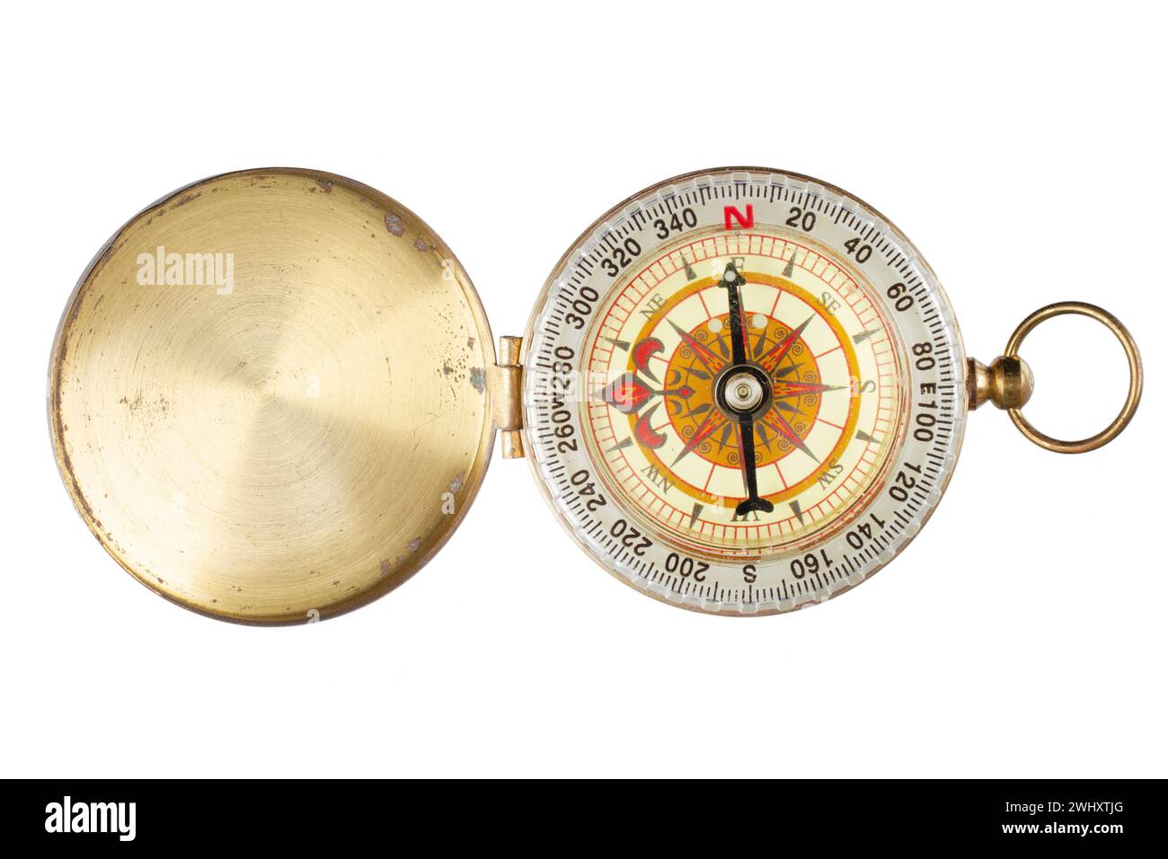 Vintage compass isolated on white Stock Photo - Alamy