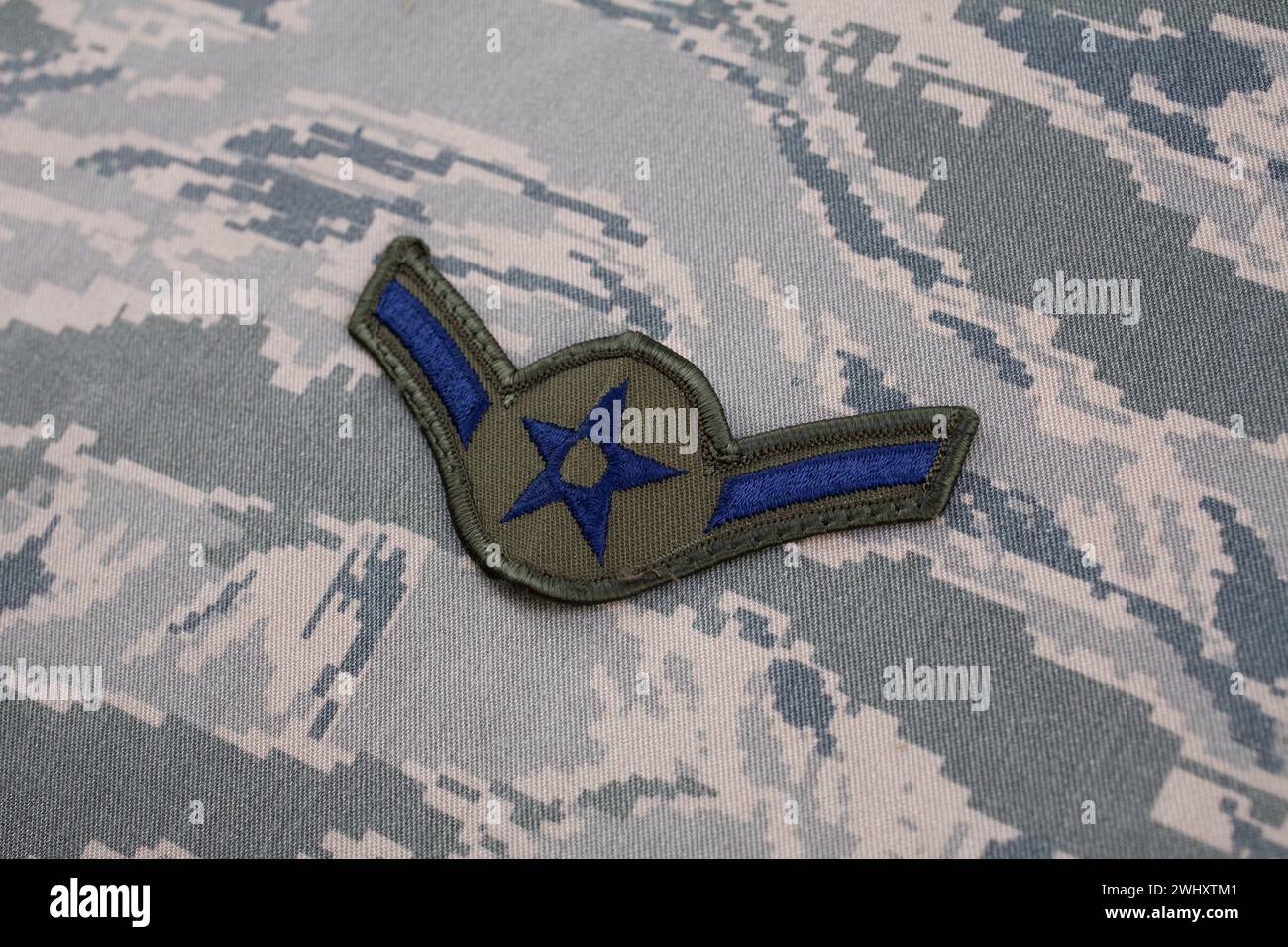 August 31, 2020. US AIR FORCE Airman rank patch on digital tiger-stripe ...