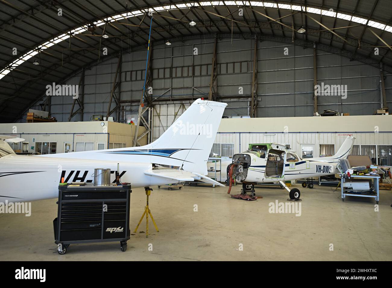 Melbourne, Australia. 12th Feb, 2024. Planes under maintenance is seen ...