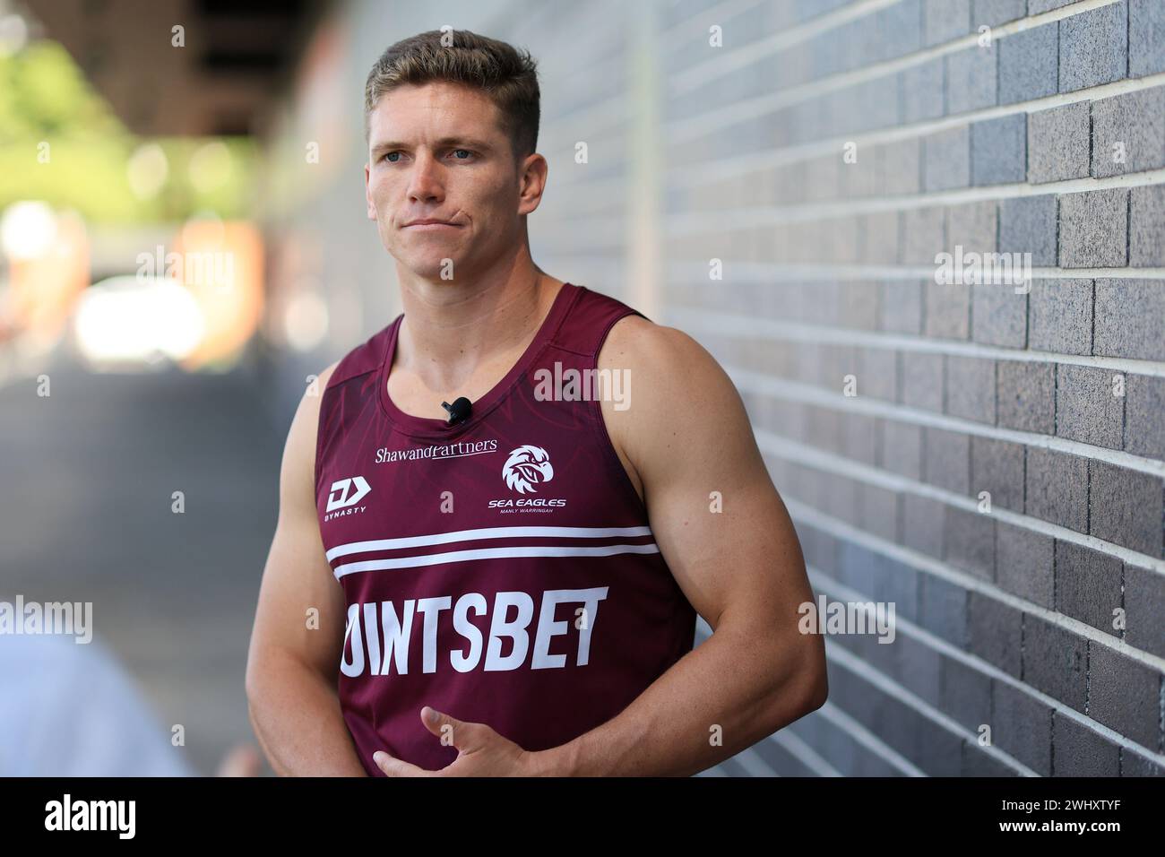 Sydney, Australia. 12th Feb, 2024. Corey Waddell of Manly looks on ...