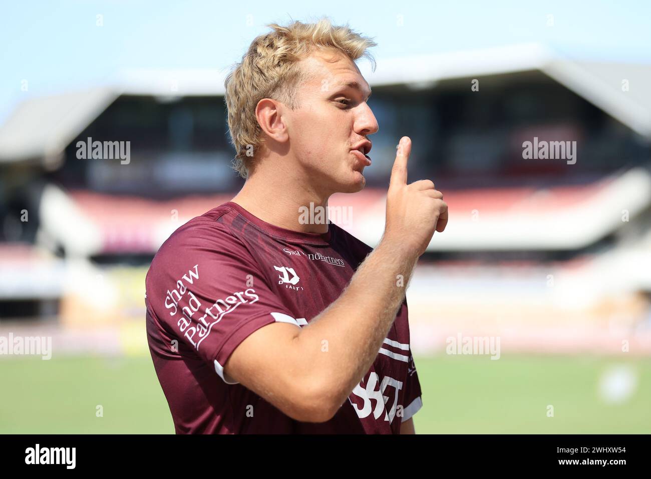 Sydney, Australia. 12th Feb, 2024. Ben Trbojevic of Manly looks on ...