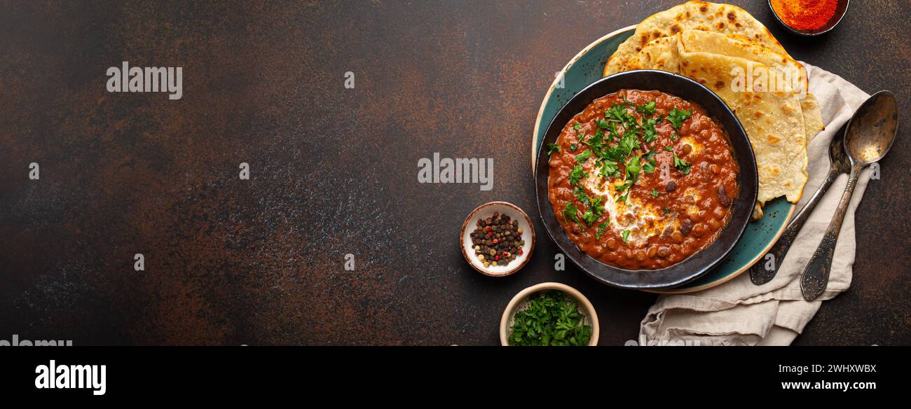 Traditional Indian Punjabi dish Dal makhani with lentils and beans in ...