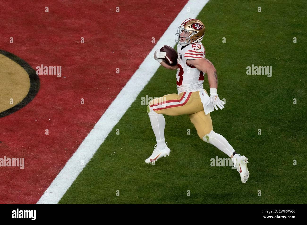 San Francisco 49ers running back Christian McCaffrey (23) scores ...