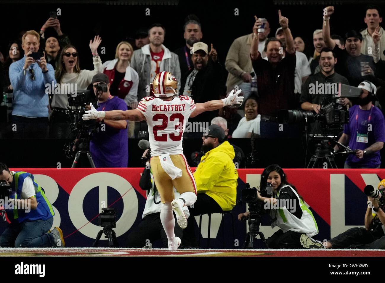 San Francisco 49ers running back Christian McCaffrey (23) celebrates ...