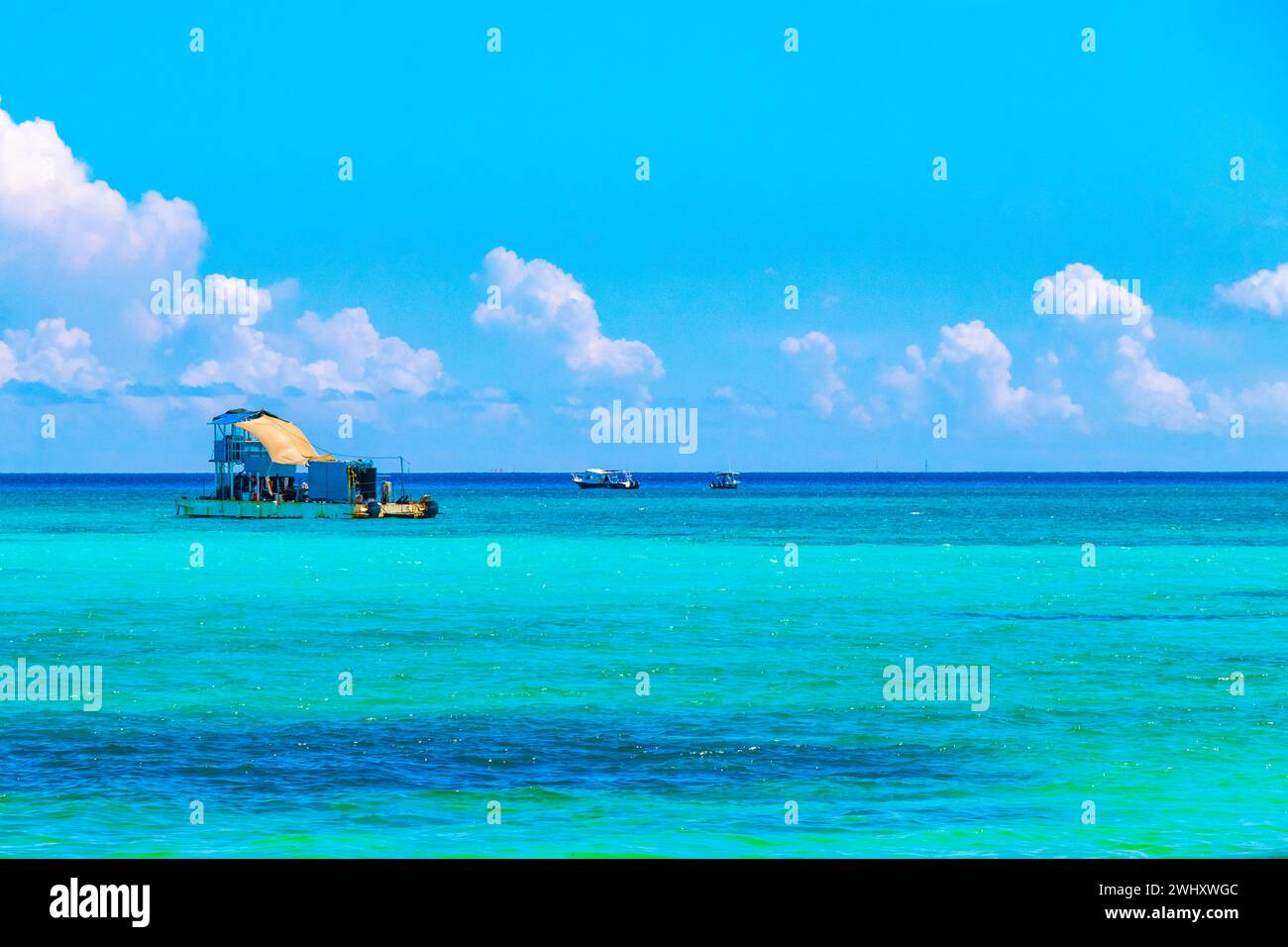 Boat yacht catamaran ship ferry jetty pier and harbor at the tropical ...