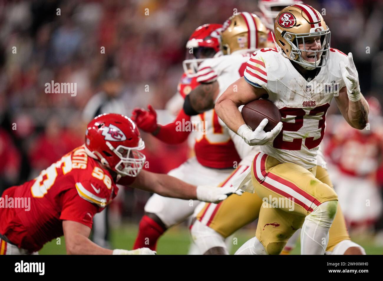 San Francisco 49ers running back Christian McCaffrey (23) runs for a ...