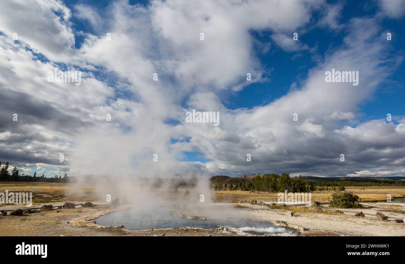 Hot and acidic thermal pools in Yellowstone National Park, USA Stock ...