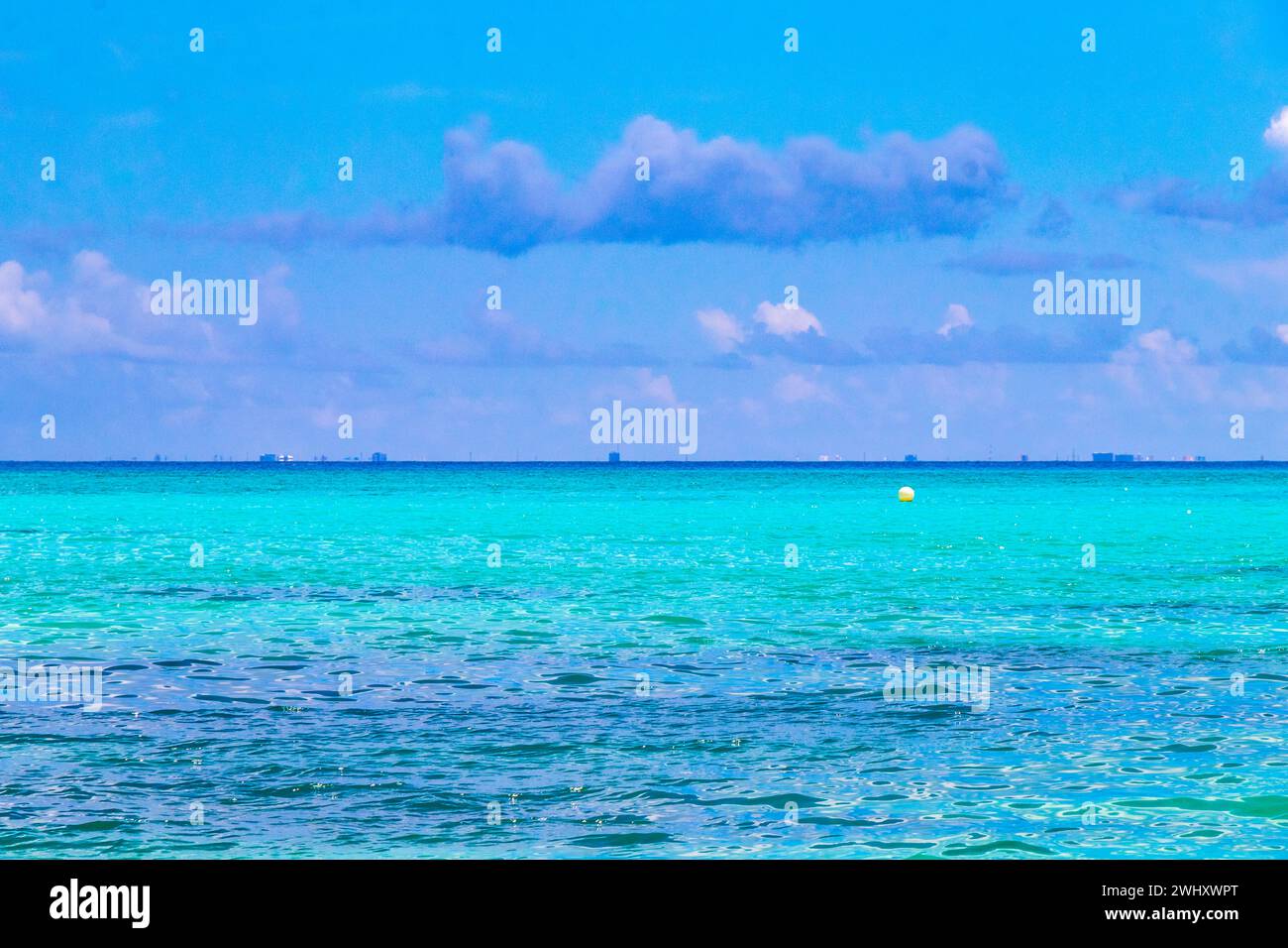 Tropical mexican Caribbean sea and beach landscape panorama view to ...